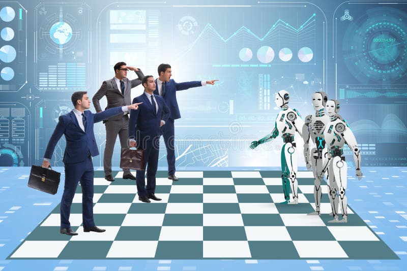 Concept of Rivalry between Robots and Humans Stock Image - Image of ...