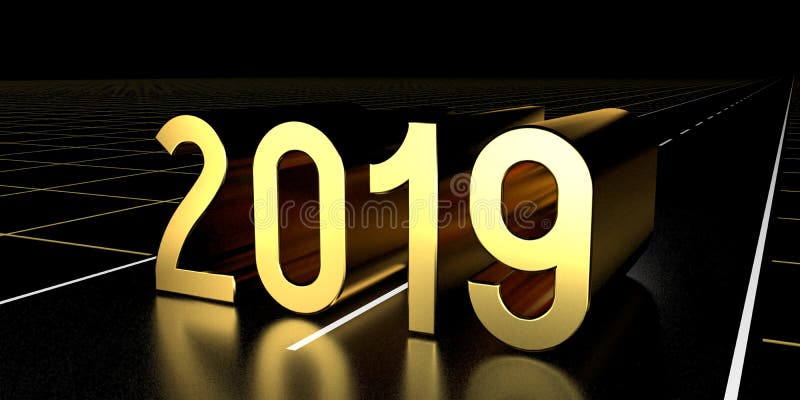 2019 Concept, Road - 3D Rendering Stock Illustration - Illustration of ...