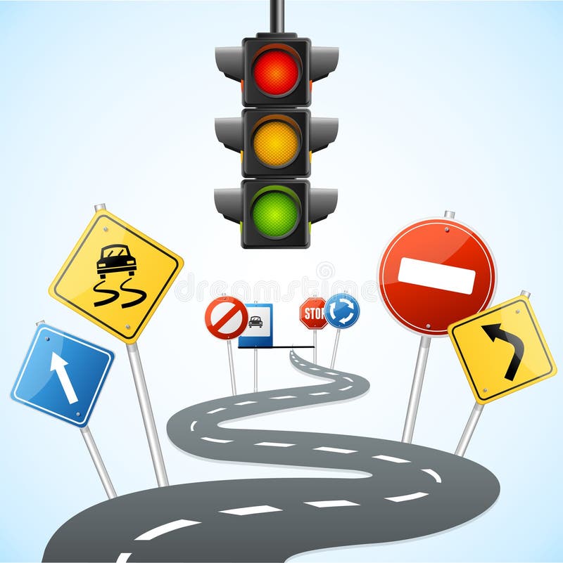 Concept of Road with Traffic Lights. Vector Stock Vector - Illustration ...