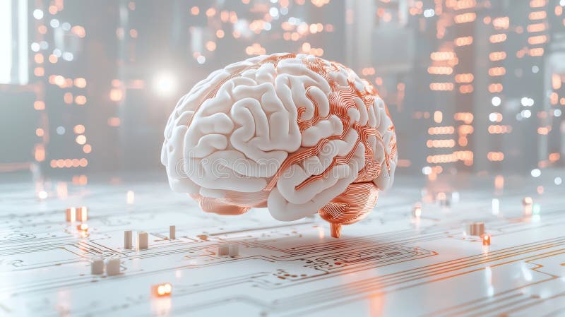 Concept of Robot Brains Powered by Stock. Stock Image - Image of brain ...