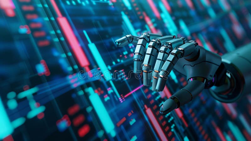 In this Concept, a Robotic Hand Taps Its Finger on the Chart of Trading ...