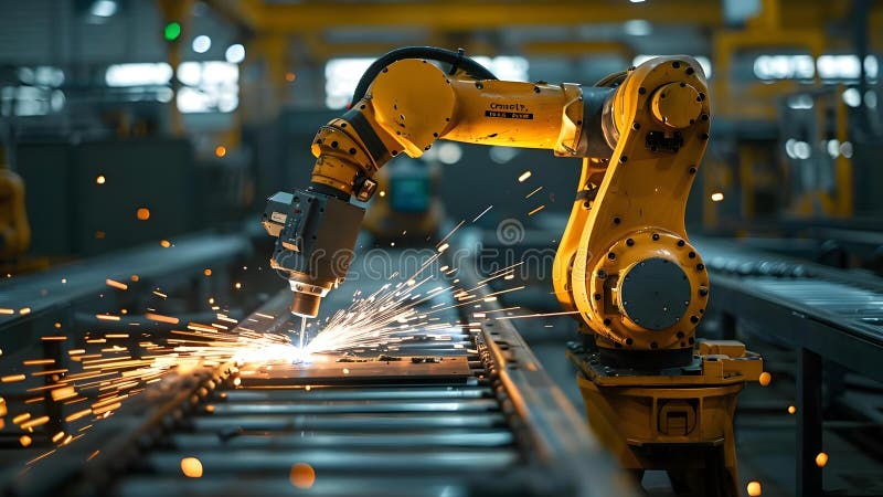 Engineer Monitors Robotic Welding Arms in Smart Factory with Digital ...
