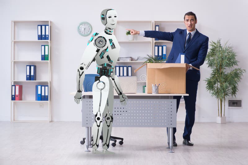 Concept of Robots Replacing Humans in Offices Stock Image - Image of ...