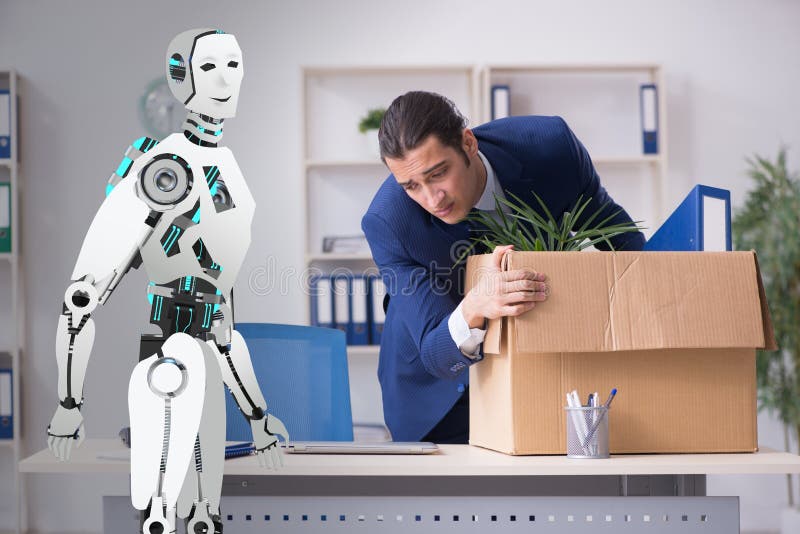 Concept of Robots Replacing Humans in Offices Stock Photo - Image of ...