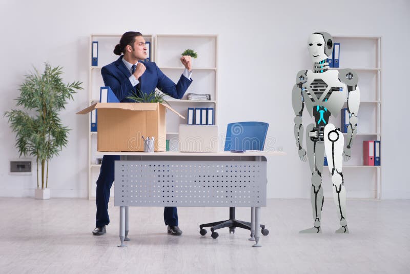 Concept of Robots Replacing Humans in Offices Stock Photo - Image of ...