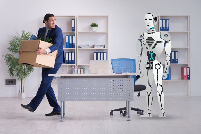 Concept of Robots Replacing Humans in Offices Stock Photo - Image of ...