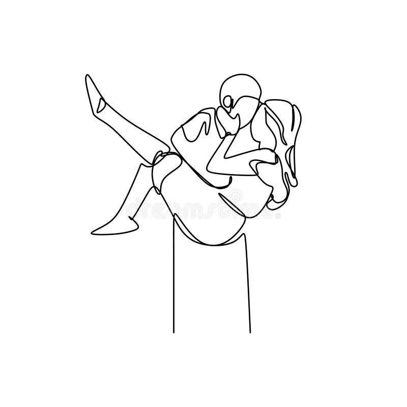 Concept of Romantic Couple in Love Continuous Line Drawing Vector ...