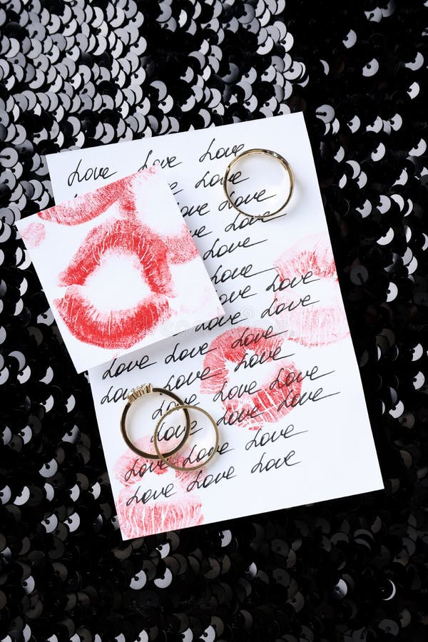 Concept of Romantic Love Letter, Top View Stock Photo - Image of date ...