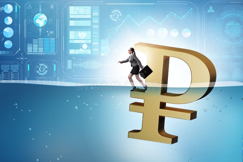Concept of Rouble Devaluation and Economic Crisis Stock Photo - Image ...