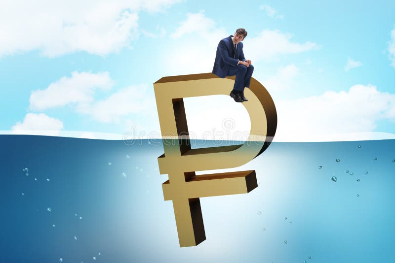 Concept of Rouble Devaluation and Economic Crisis Stock Photo - Image ...