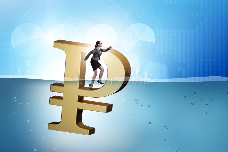 Concept of Rouble Devaluation and Economic Crisis Stock Image - Image ...