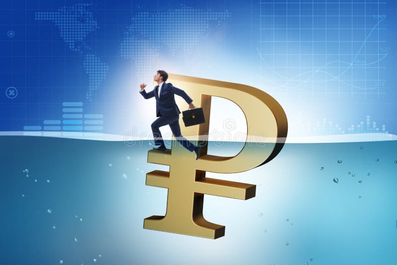 Concept of Rouble Devaluation and Economic Crisis Stock Photo - Image ...