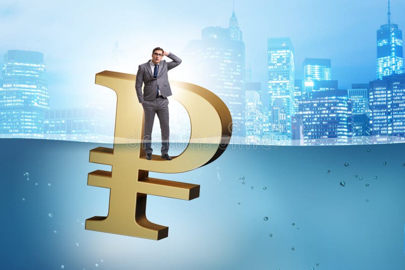 Concept of Rouble Devaluation and Economic Crisis Stock Photo - Image ...