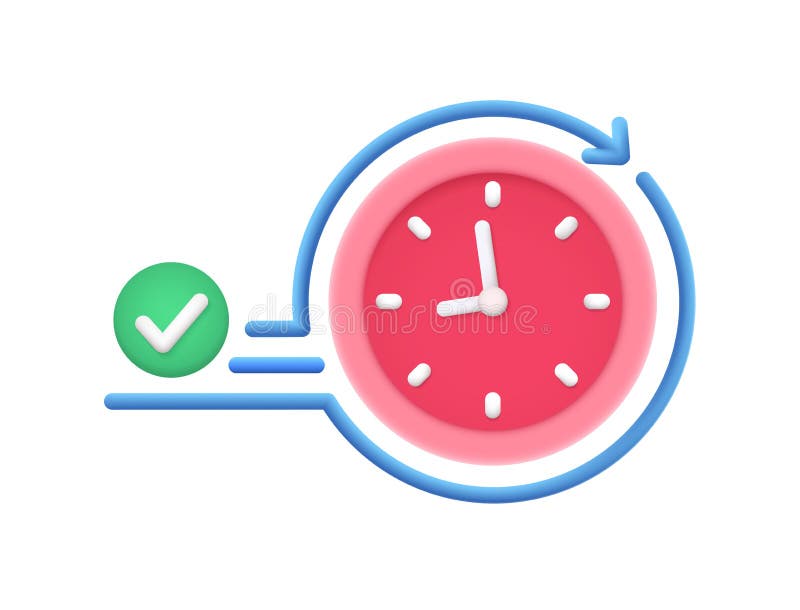 Concept Round Clock Support, Service and Fast Delivery. Clock Icon with ...