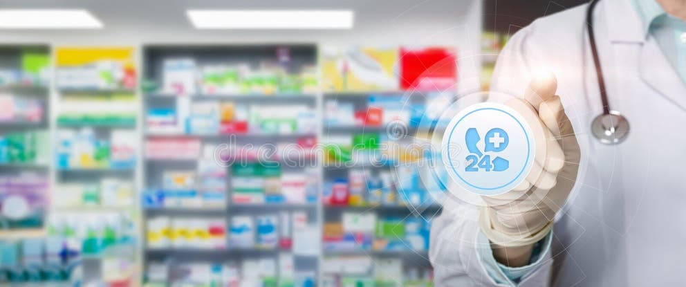The Concept of Round-the-clock Work of a Pharmacy Stock Image - Image ...