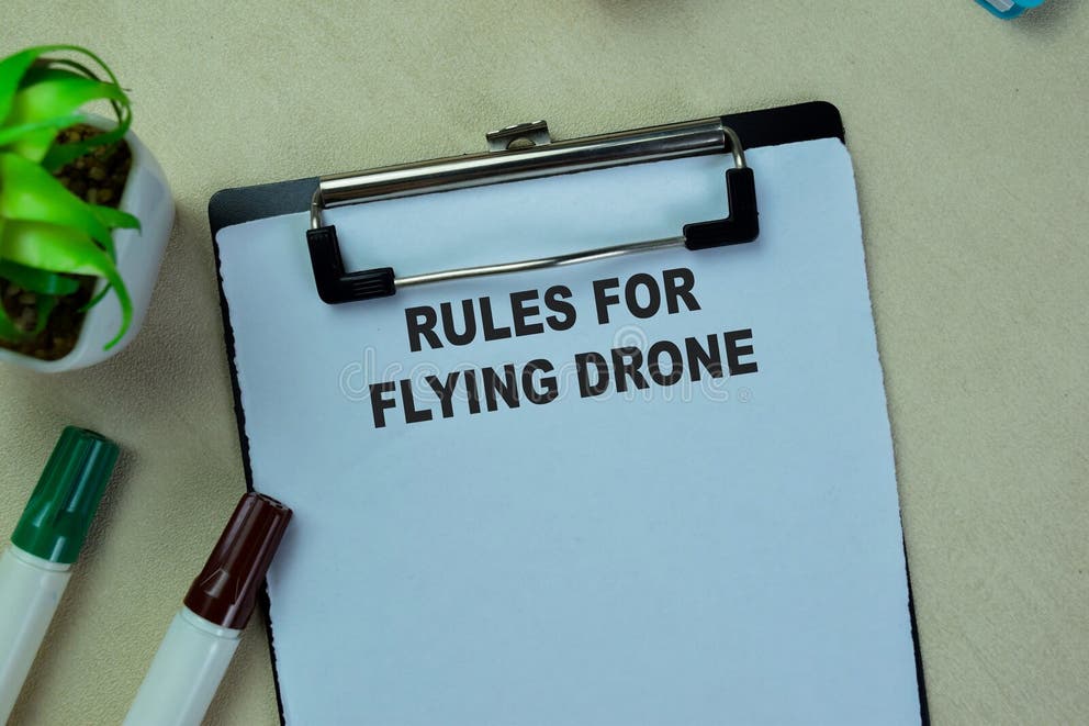 Concept of Rules for Flying Drone Write on Paperwork Isolated on Wooden ...