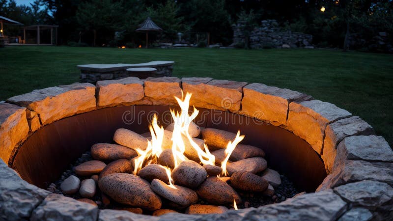 Rustic Fire Pit with Oyster Shell Accents.AI Generated Stock ...