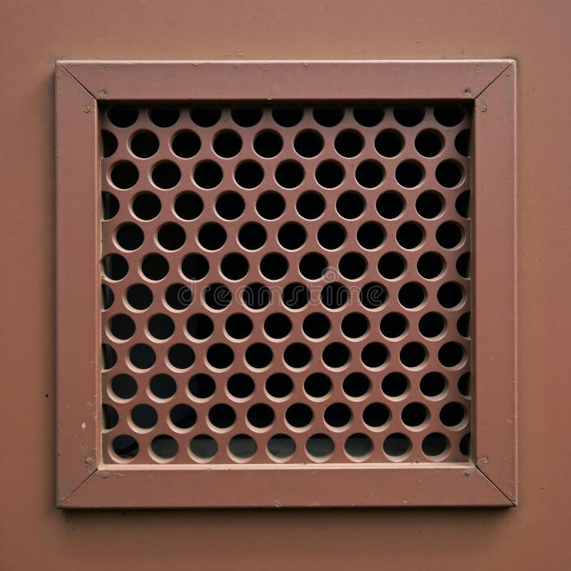 Rusty Metal Panel with Rectangular Vent Circular Hole Pattern Stock ...