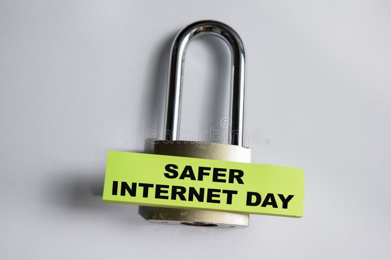 Concept of Safer Internet Day Write on Sticky Notes and Padlock ...