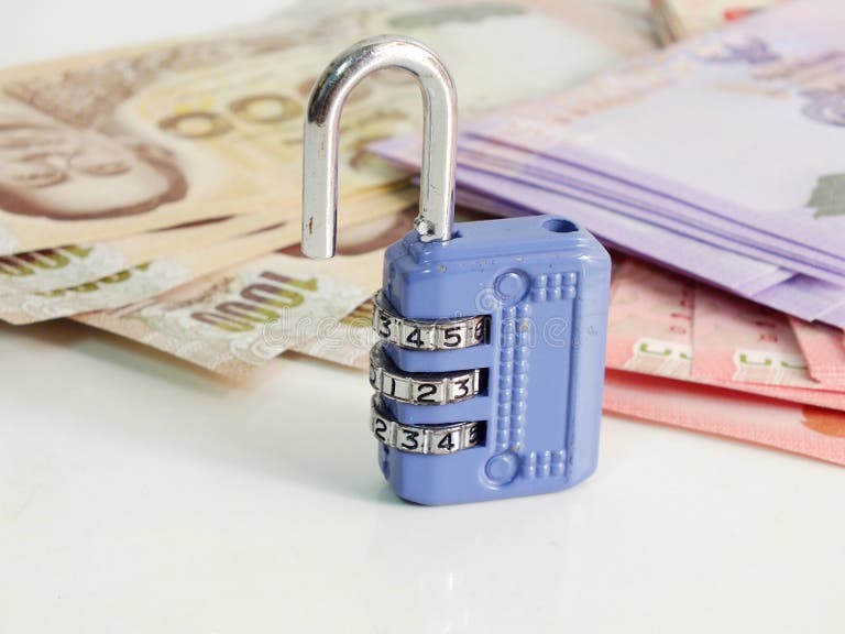 Concept of Saving Money Lock on Background Stock Image - Image of ...