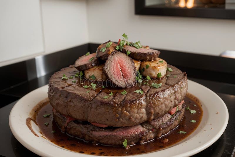 Savory Delight a Captivating Steak Dish in a Modern Kitchen.AI ...