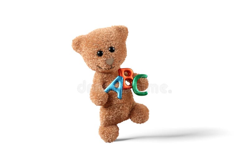 Concept of School. Cute Teddy Bear ABC 3d-illustration Stock ...