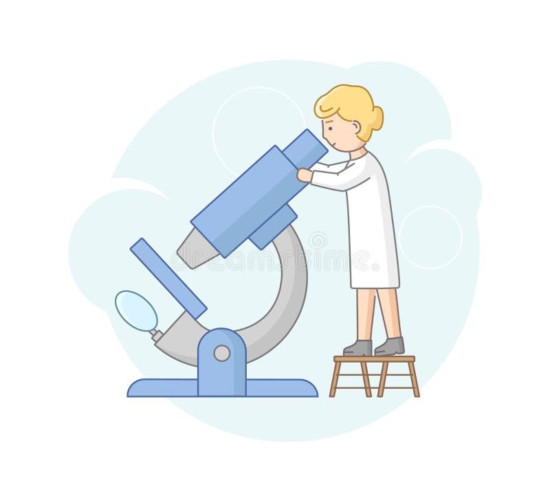 Cartoon Scientist Looking Microscope Stock Illustrations – 184 Cartoon ...