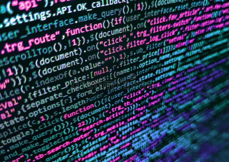 Concept Screen of Experienced Web Developer. Database Bits Access Stream Visualisation Stock ...