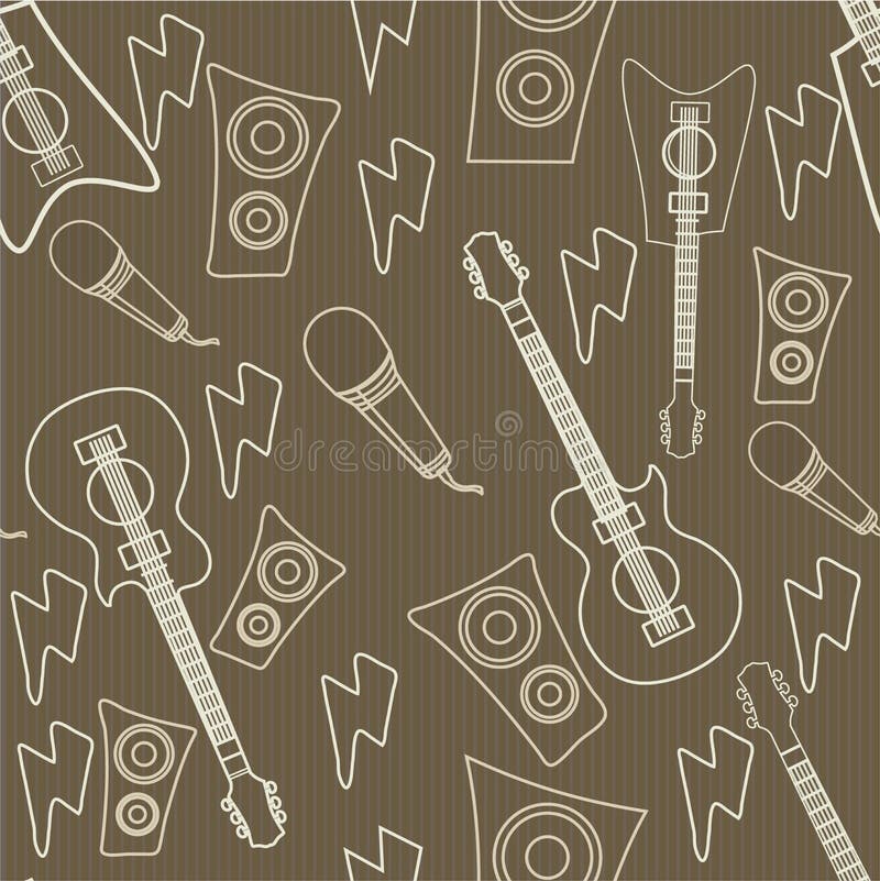 Concept of Seamless Pattern with Musical Instrument. Stock Illustration ...