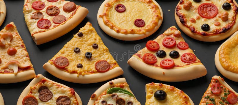 Seamless Pattern Showcasing Various Pizza Slices Layout Stock ...