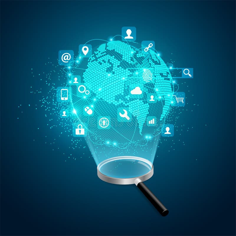 Search engine stock vector. Illustration of data, icons - 128324840