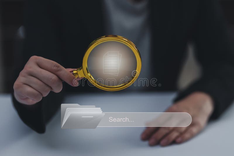 Concept of Searching Data Networking and Internet, Businesswoman ...