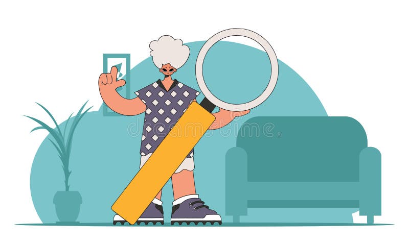 The Concept of Searching for Information. the Guy is Holding a ...