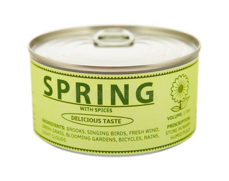 Concept of Seasons. Spring. Tin Can Stock Image - Image of path, title ...