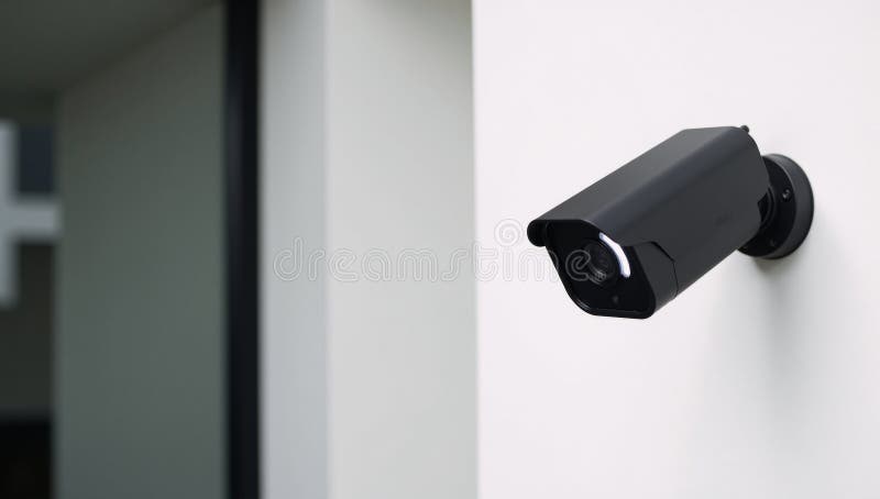 Security Camera Installed on a Wall Offering Roundtheclock Video ...