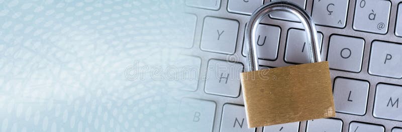 Concept of it Security; Panoramic Banner Stock Photo - Image of steel ...