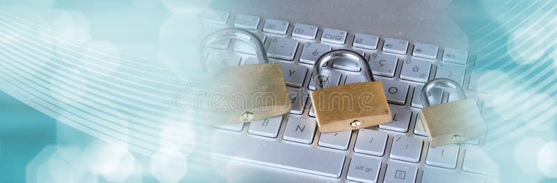 Concept of it Security. Panoramic Banner Stock Photo - Image of protect ...