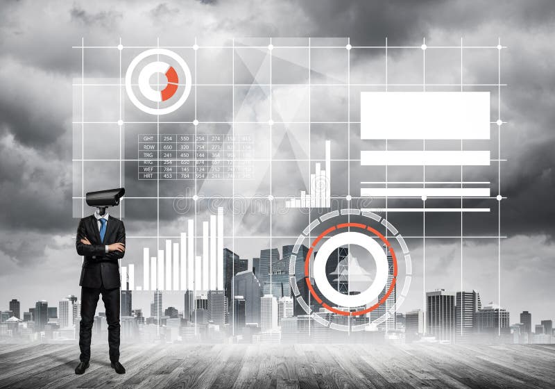 Concept of Security and Privacy Protection with Camera Headed Man Stock ...