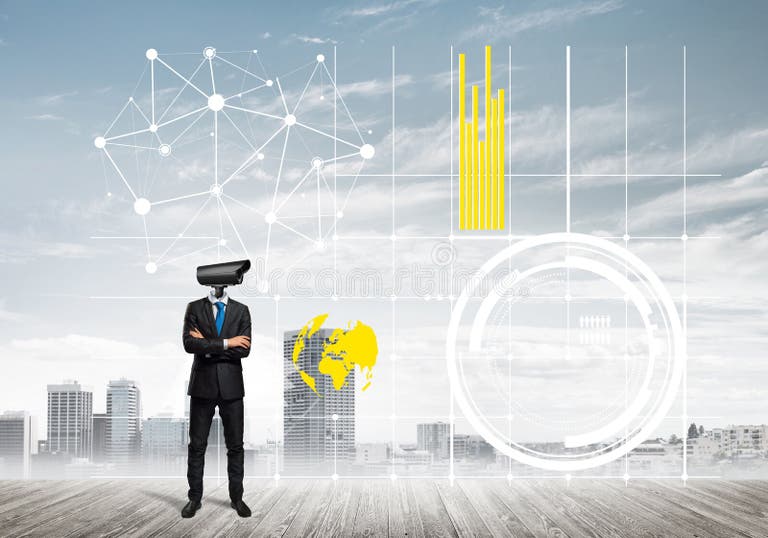 Concept of Security and Privacy Protection with Camera Headed Man Stock ...