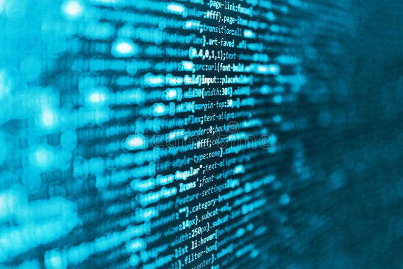 Html Css3 Source Code On Lcd Screen With Black Background Big Data Storage And Cloud Computing