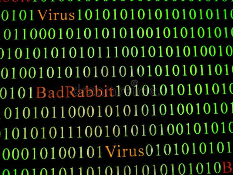 Concept of Security and Virus and Bad Rabbit Ransomware. Red Text of ...
