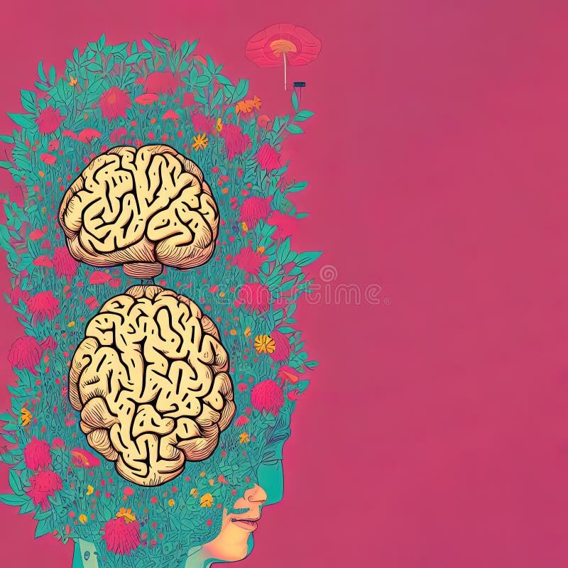Mental Growth Concept with Leafs Inside in the Drawing of Human Brain ...