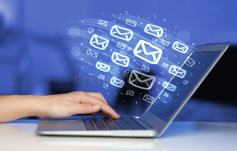 Concept of sending e-mails stock image. Image of social - 100668459