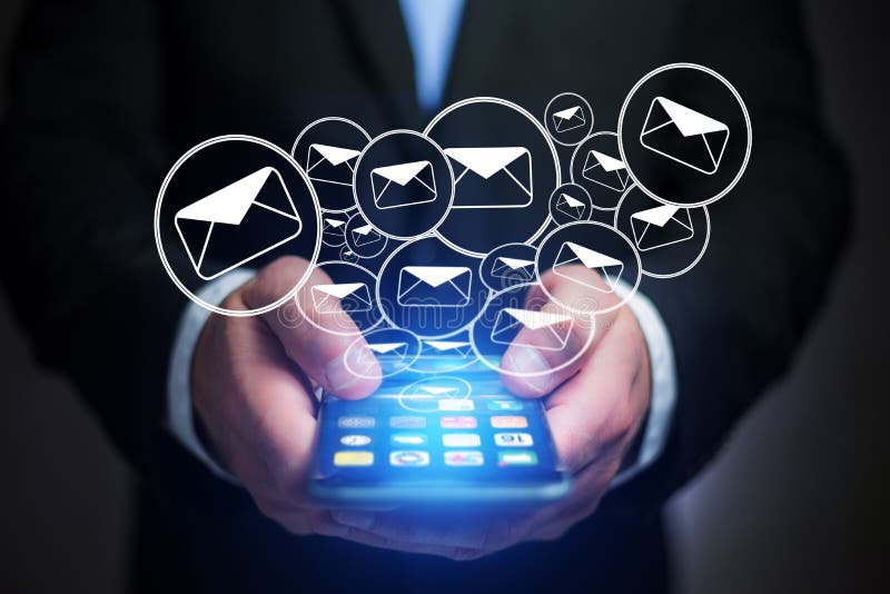 Concept of Sending Email on Smartphone Interface with Message Icon ...