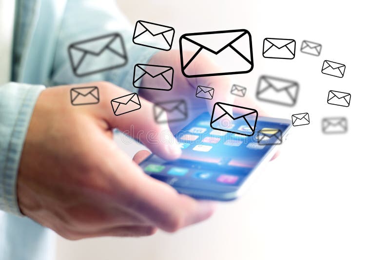 Concept of Sending Email on Smartphone Interface with Message Ic Stock ...