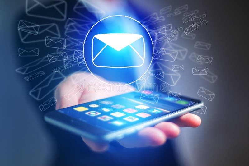 Concept of Sending Email on Smartphone Interface with Message Ic Stock ...