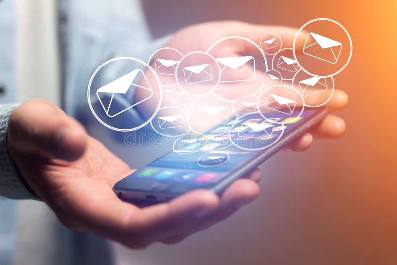Concept of Sending Email on Smartphone Interface with Message Icon ...