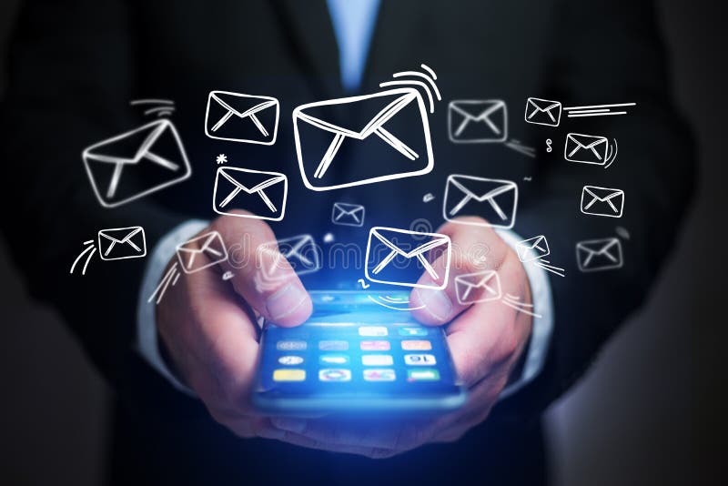 Concept of Sending Email on Smartphone Interface with Message Icon ...