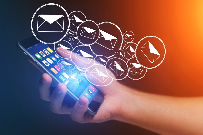 Concept of Sending Email on Smartphone Interface with Message Icon ...