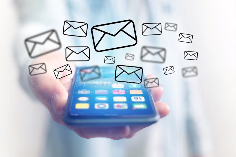 Concept of Sending Email on Smartphone Interface with Message Icon ...